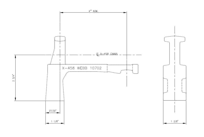 X-458 Side Link Pusher Dog | Push Across Power and Free | Webb