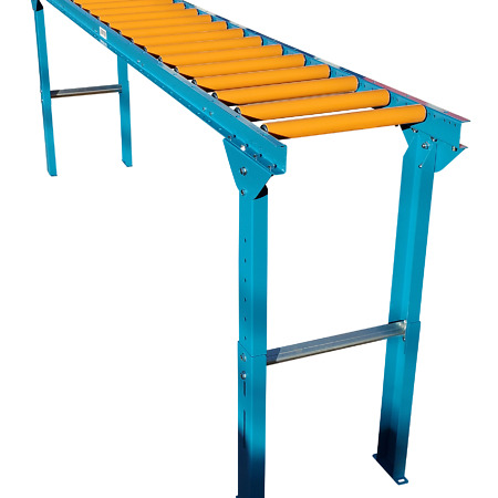 Gravity Conveyor with Poly-Coated Rollers | 18”W x 10’L | Legs Included