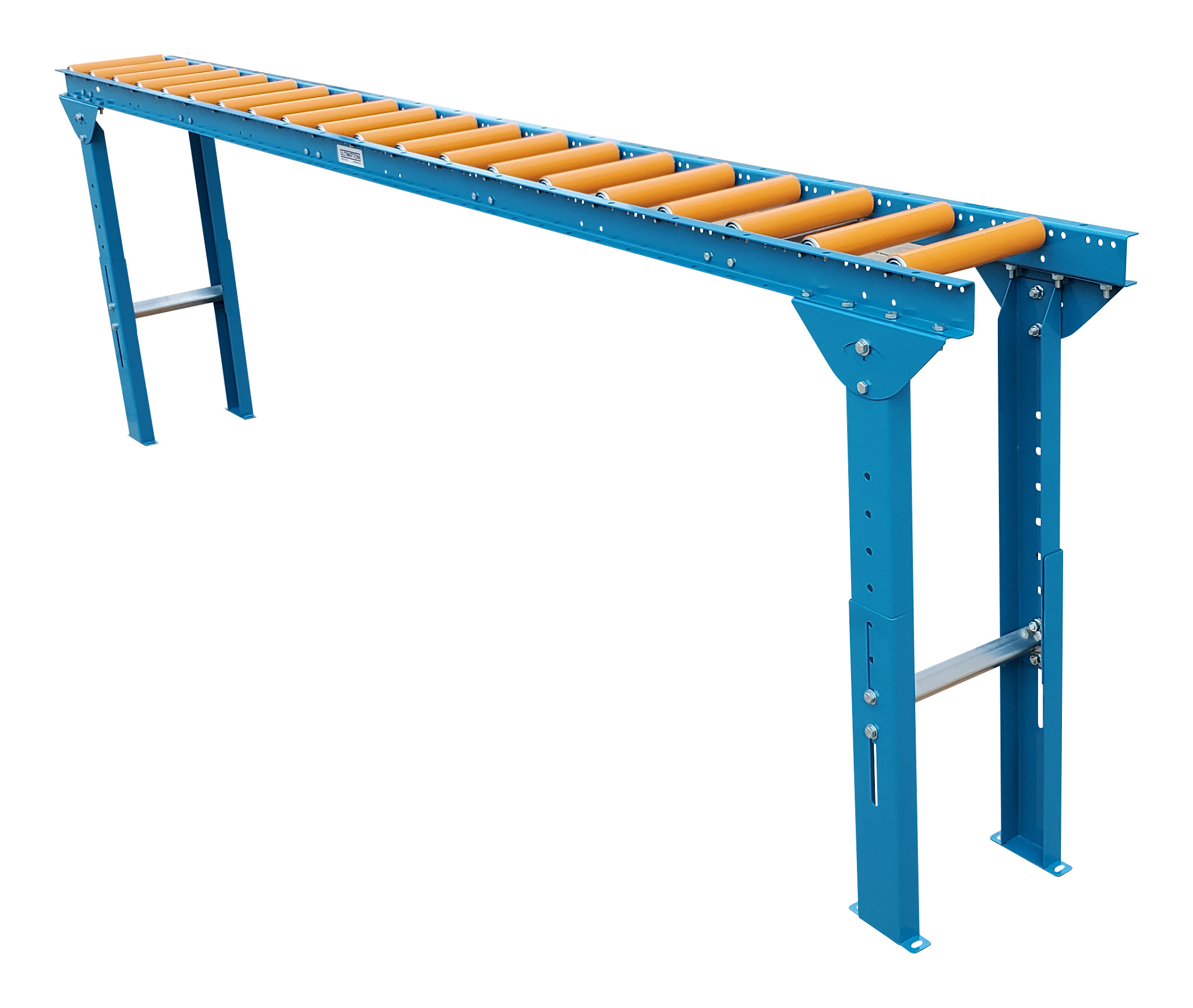 Gravity Conveyor with Poly-Coated Rollers | 12”W x 10’L | Legs Included